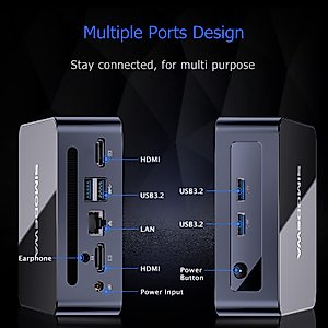 SIMODEWA Mini PC - 12TH Intel Alder Lake - N N95 up to 3.4 GHz, 16GB DDR4/512GB NVMe SSD, Windows 11 Pro, 4K Display Dual HDMI, USB 3.0 * 4, WiFi 5 BT 4.2 for Office and Home Using