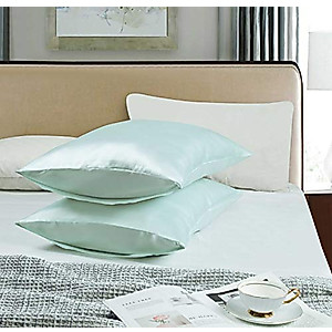 Tyfitb Satin Pillowcase for Hair and Skin, Mint Green Pillowcases Set of 2, Cooling Pillow Cases Queen Size(20×30 Inches), Soft Luxury Satin Pillowcase with Envelope Closure