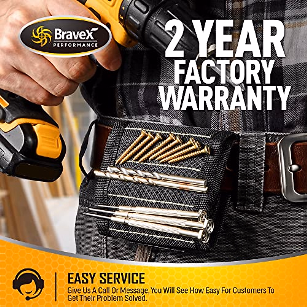 Voltstorm Magnetic Wristband - Men Women Tool Belt with 12 Strong Magnets for Holding Screws, Nails, Drill Bits - Great Gift for Men Stocking Stuffers, Handyman, Carpenter, Electrician, Framer