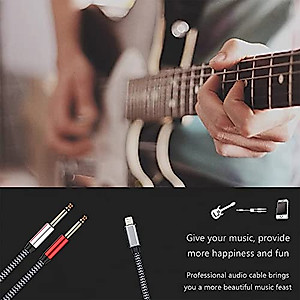 Lightning to Dual 6.35mm 1/4" TS Mono Stereo Y-Cable Splitter Lightning to Dual 1/4 inch Audio Cable Compatible for iPhone12/11/X/XS/XR/8/7/iPad,Amplifier, Speaker, Headphone, Mixing Console 6.6Feet