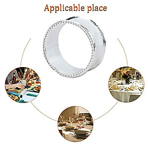 Frjjthchy 6 Pcs Stainless Steel Bead Side Napkin Rings Delicate Serviette Buckles (Silver)