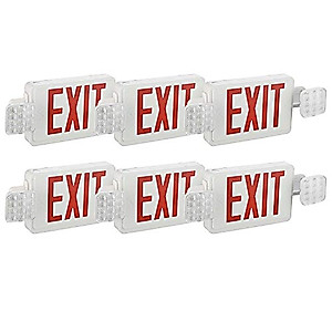EXITLUX 6 Pack Red Led Emergency Exit Lights with Battery Backup-Two LED Adjustable Head Emergency Exit Lights -US Standard UL Listed &CEC Qualified-120V-277V-Emergency Lights for Home Power Failure
