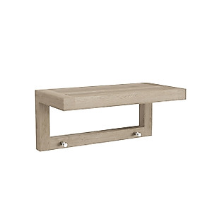 AquaTeak 18" Moa-Mist Teak Wall Shelf with Hooks