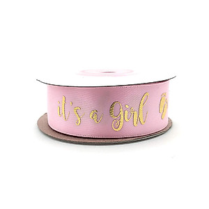 Pink and Gold Ribbon - It's a Girl for Baby Shower - Decoration for Your Baby Shower (Pink and Gold)