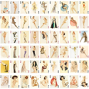 FLONZGIFT Pinup Girls Playing Cards (Poker Deck 54 Cards All Different) Vintage Retro Classic Pin Up Girls by Alberto Vargas
