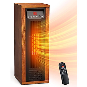 Air Choice Infrared Heater, 1500W Space Heater for Indoor Use with Thermostat, Remote, 3 Modes, 12H Timer, Fast Heating, Tip-over & Overheat Protection, Child Lock, Tower Heater for Bedroom, Office