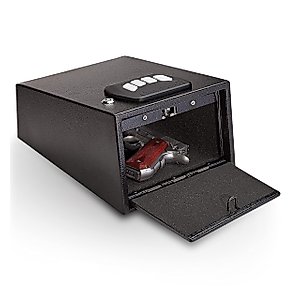 SnapSafe 1 Gun Keypad Vault – Keypad Handgun Vault Safe for Your Pistol and Valuables – 4-6 Keypad Entry with Backup Key – Black, Measures 12 (H) x 8.1 (W) x 5.25 (D) Inches – Item 75433