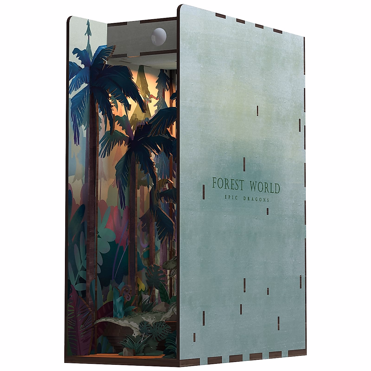 DESMOND 3D Book Nook kit, Forest World Epic Dragons DIY Miniature Dollhouse Kit Bookshelf Insert Personalized Assembled Bookends Wooden Puzzle Miniature Kit