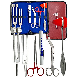 Reflex Hammer Diagnostic Set Reusable Penlight Tuning Forks Scissors 6 Pcs German Cynamed