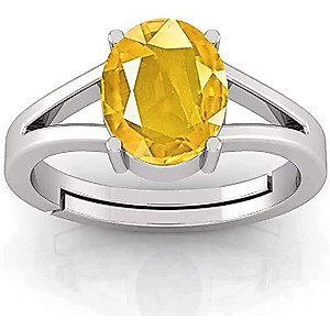 SirDaksh 6.50 Carat 925 Sterling Silver Ring Yellow Sapphire Gemstone Astrological Purpose For Men And Women's
