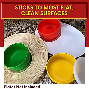 Chip and Dip Serving Set - Stick & Dip Salsa Serving Bowls Set of 3 with Fiesta Colors for Taco Party Dipping Sauce Bowls w/ Lids - Unbreakable Silicone with Suction Bottom for Guacamole or Queso