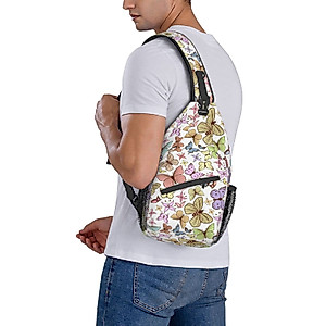 Ohiokwei Butterfly Sling Bag Crossbody Travel Hiking Chest Backpack Shoulder Daypack For Women Men