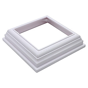 4pcs True 4 * 4inch Split Style Vinyl Fence Post Skirt/White Color PVC Post Cover/Skirt Shoe for Hand and Stair Rails, Two-Piece England Base Post Trim Ring Skirt Railing