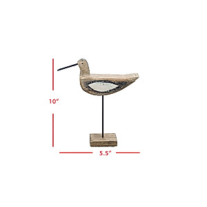 Foreside Home & Garden Rustic Bird Wood Sculpture Table Top Décor, 28, Brown