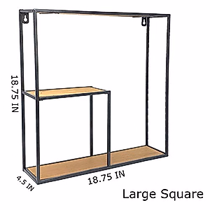 Allgala 4-PC Set Wall Mount Creativity Black Metal Frame Wood Finish Floating Shelves