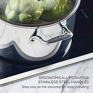 Circulon C1 Series Clad Stainless Steel with ScratchDefense Technology Cookware Nonstick Induction Stockpot with Lid, Metal Utensil Safe, 8 Quart - Polished Stainless Steel