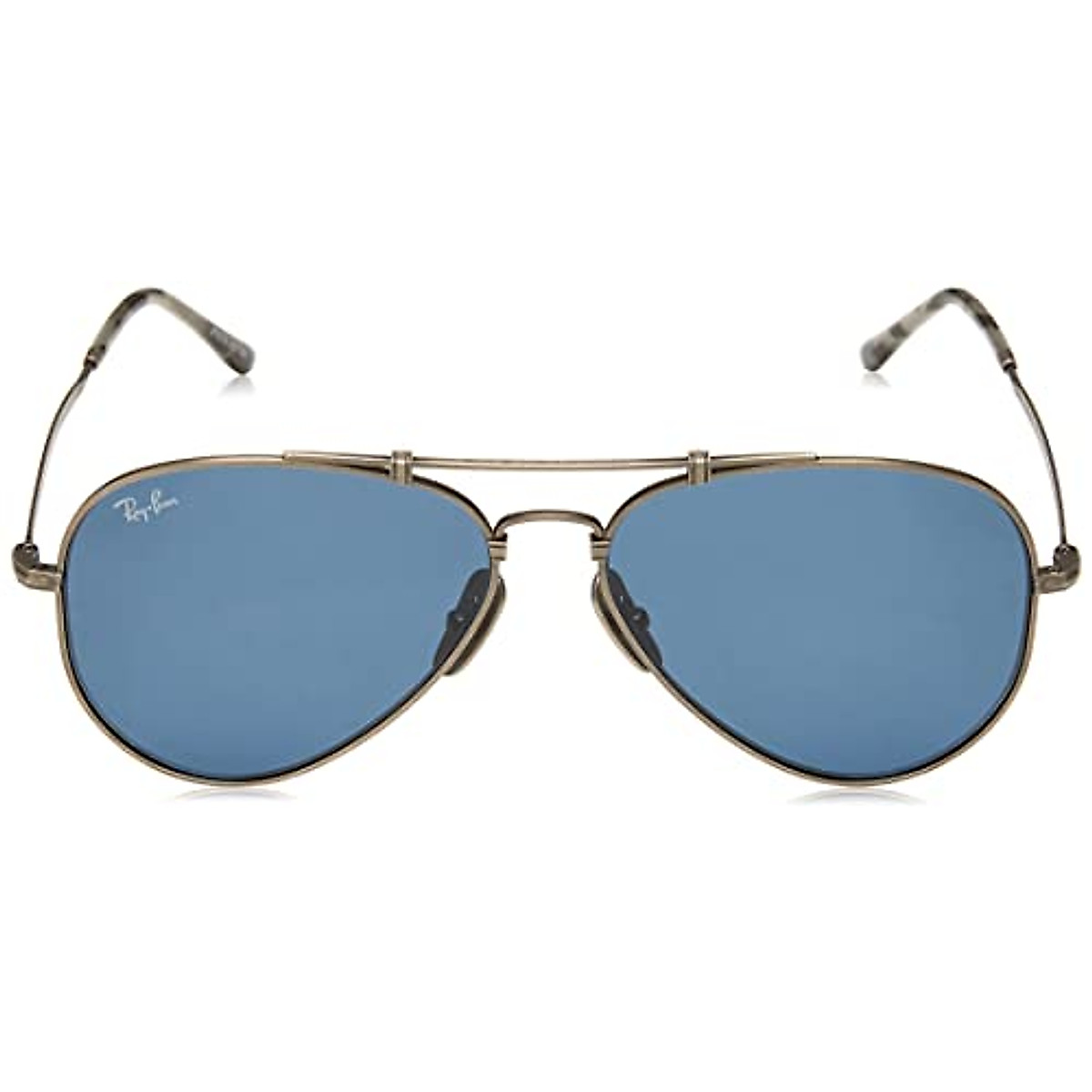 Ray-Ban Rb8125 Titanium Aviator Sunglasses, Demi Gloss Pewter/Dark Blue, 58 mm