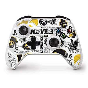 Skinit Decal Gaming Skin compatible with Xbox One S Controller - Officially Licensed University of Iowa Iowa Hawkeyes Pattern Design