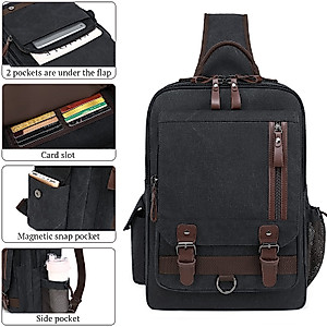 mygreen Canvas Messenger Bag 15 inch Backpack Crossbody Bags Sling Bag Black, XL