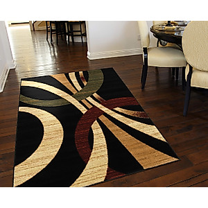 LR Resources Black Rectangle Indoor Area Rug, 5'2" x 7'2",