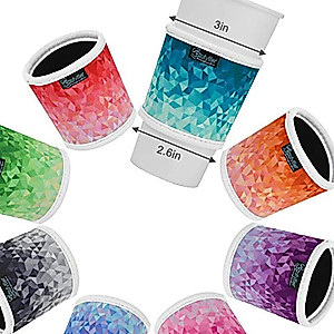 Beautyflier 8pcs Anti-Slip Neoprene 2.5mm Thick Collapsible Heat Resistant Coffee Cup Insulated Sleeve for Coffee/Tea/Cold Drinks (Geometric gradient)