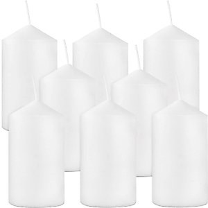 Set of 8 Unscented Pillar Candles 2" x 4"，White Candles for Home Decor,Church,Restaurants,Spa,Emergency Light,All Occasions