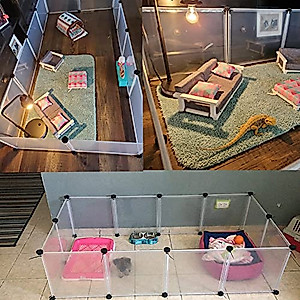 MUYG Pet Plastic Playpen,Rabbit Panels Small Animals Portable Yard Fence Rabbits DIY Outdoor & Indoor Fences,Kitten Breeding Crate for Hamster Bunny Puppy Hedgehogs Guinea Pig(12 Pcs)