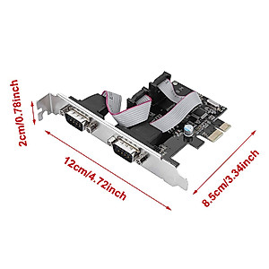 Eboxer 2 Port PCI Express RS232 Serial Adapter, PCIe to RS232 Serial Port Host Controller Expansion Card for Laptop PC, 2.5Gb/s Full Duplex Channel, Plug and Play