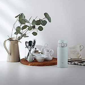 Zojirushi SM-WA36-HL One-Touch Stainless Steel Mug, Seamless, 0.36 L, Ice Gray