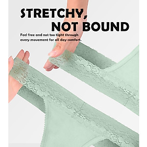 OLIKEME Seamless Thongs for Women, T Back Low Waist See Through Panties Sexy Thong Underwear Cotton Lace Thongs for Women Pack