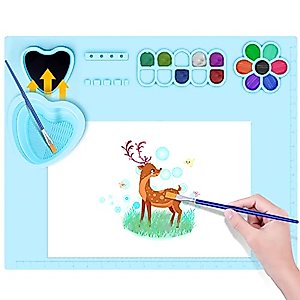 Silicone Craft Mat, Silicone Painting Mat for Resin Casting, 20"x16" Silicone Artist Mat with Cup for Painting, Craft, Watercolour, Clay and DIY