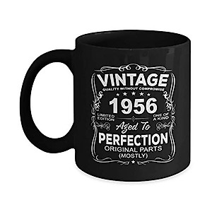 Tesy Home 67th Birthday Gift For Men Women Him Her | Gifts For 67 Years Old Bday Party For Mom Dad Wife Husband | Vintage 1956 | 11oz Black Coffee Mug D007-1956