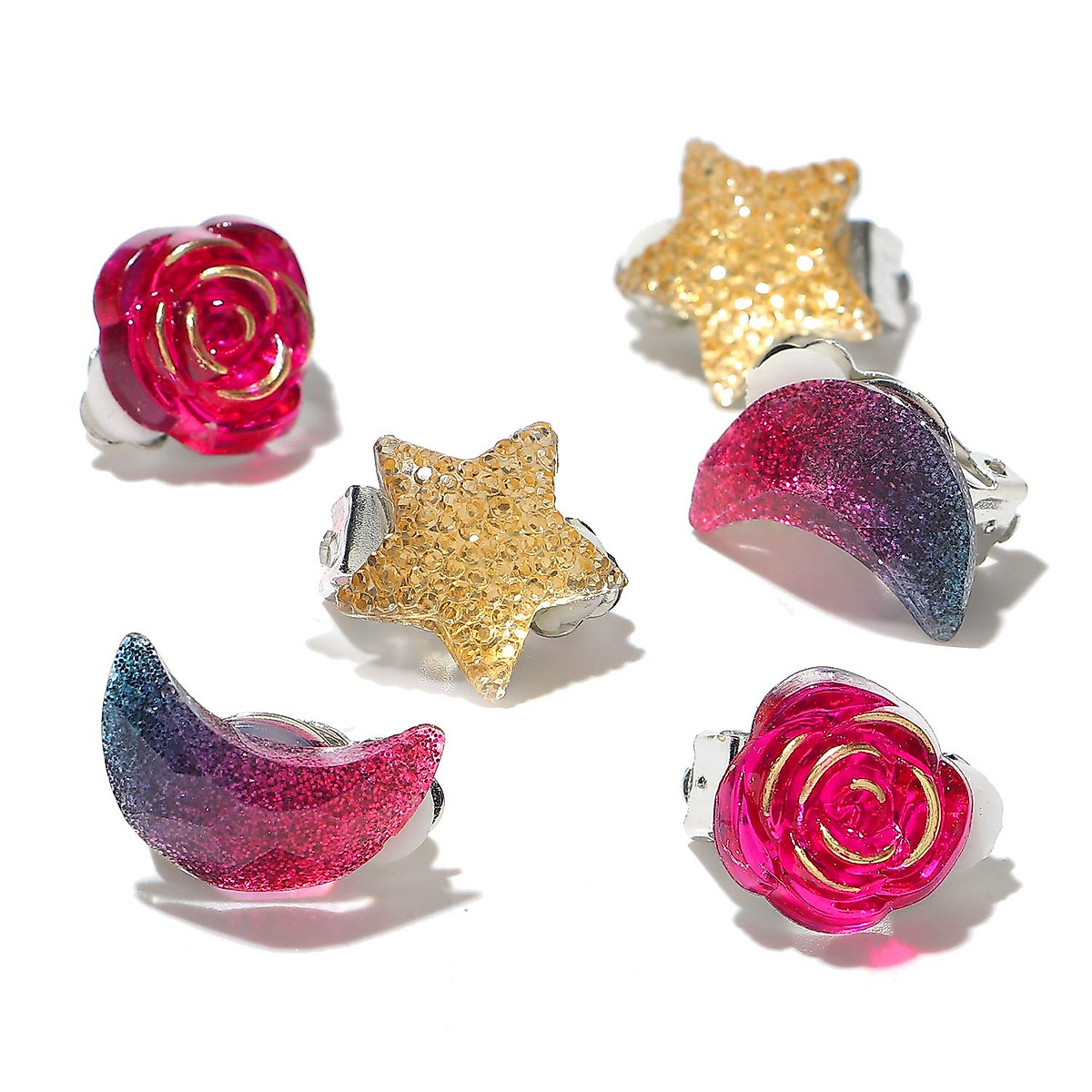 16 Pairs Clip On Earrings for Girls Play Earrings Pretend Princess Play Jewelry Party Favors Gifts for Little Girls