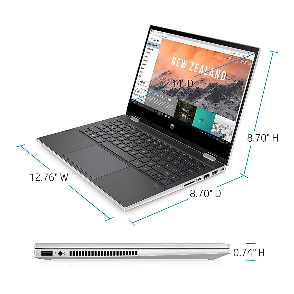2020 HP Pavilion x360 2-in-1 14" HD Touchscreen Laptop Computer, 11th Gen Intel Core i3-1115G4, 8GB RAM, 128GB PCIe SSD, B&O Audio, HD Webcam, Intel UHD Graphics, Win10, Silver, 32GB SnowBell USB Card