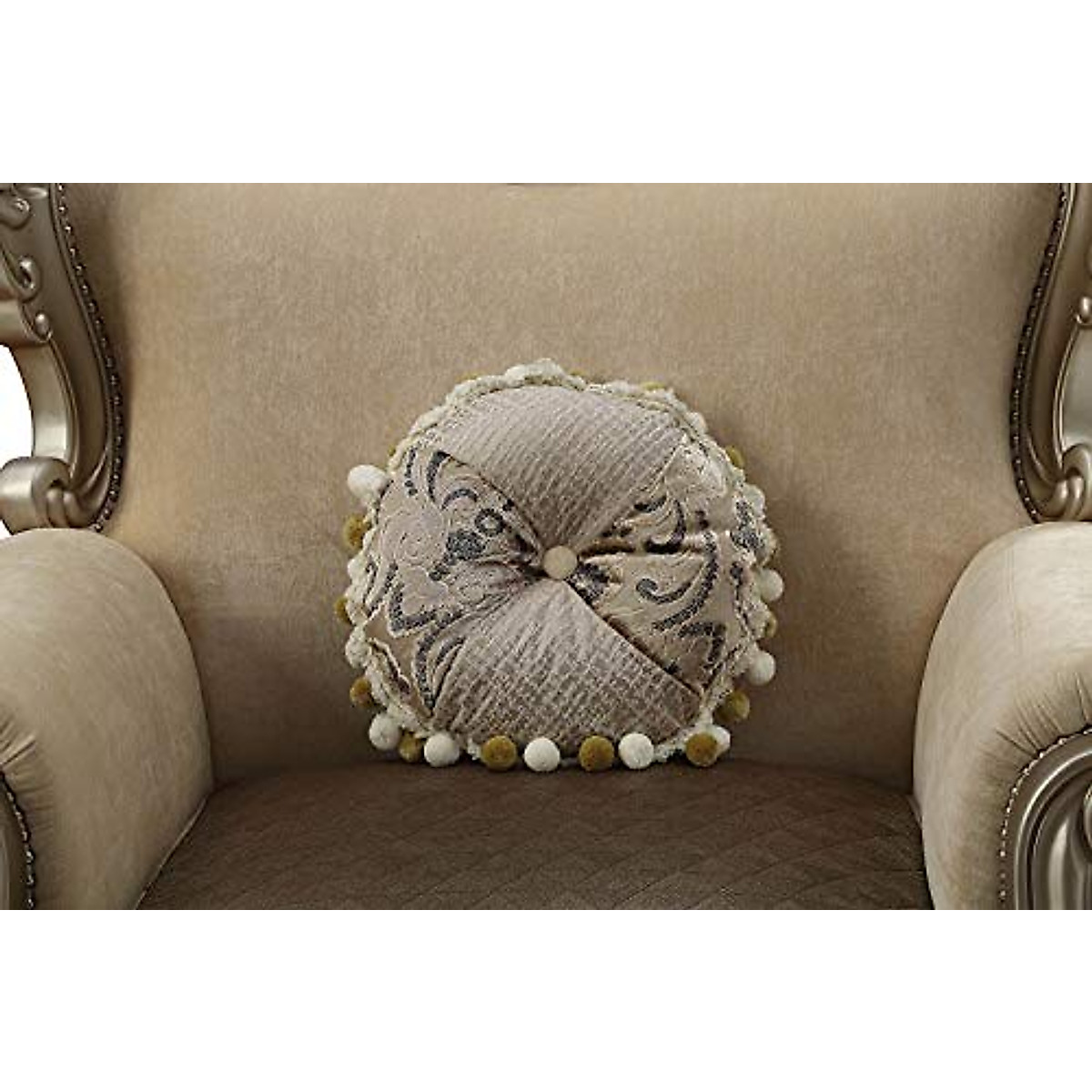 Acme Ranita Sofa,Tan Fabric, Champagne Wood Trim