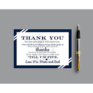 Paper Clever Party Nautical Baby Shower Thank You Postcards (15 Pack) Ahoy Boys Notecards Only - Eco-friendly – Postal Note with Message from Newborn – Anchor Navy and Grey – Printed Size 4x6