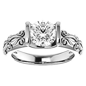 Mois 1.42 CT Moissanite Round Engagement Ring, Wedding Ring Bridal Set in Sterling Silver, Colorless Moissanite, VVS1 Clarity, Sizes 4 to 11, Half Bezel Set for Her (4)