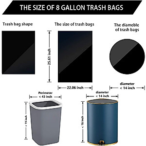 8 Gallon Trash Bags 120 Count Black Drawstring Trash Bags Thick Garbage Bags for Office Kitchen Home Plastic Trash Bags 22.06'' x 25.61'' (Black, 8)