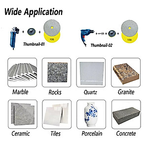 4 Inch New Model Dry Diamond Polishing Pads Grit 50, 1 Box of 6 Piece Dry/Wet Marble Buffing Pad for Granite Marble Quartz Concrete Stones(Need Water for Hard Tile)