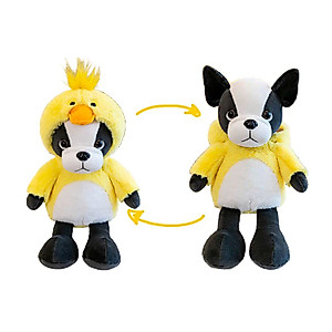 CASAGOOD 13 Inch French Bulldog Stuffed Animal Cosplay as Yellow Duck Plush Toys Soft Bull Dog Toy in Duck Costume, Great Bulldog Plushies Toys Stuffed Animals for Kids
