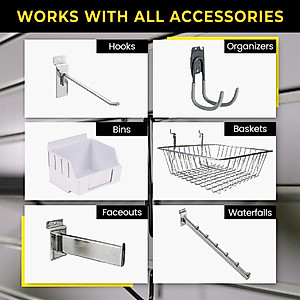 4'H x 8'W Slatwall Panel Garage Wall Organizer: Heavy Duty Wall Mounted PVC Wall Rack, Interlocking Slat Wall Paneling for Garage Wall Storage, Slatwall Board or Slatwall Shelves System - White