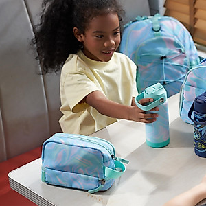 Choco Mocha Blue Pencil Case for Girls, Soft Zipper Pencil Pouch for Teen Girls,Pencil Bag for Kids Girls with 3 Compartments, Teal