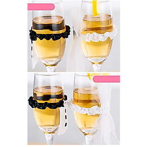 Wedding Wine Bottle Cover Bride Groom Wedding Champagne Glass Cover Decoration Wedding Dress Table Decor Set of 2