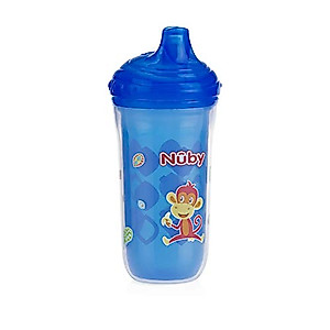 Nuby Plastic Insulated No Spill Easy Sip Cup with Vari-Flo Valve Hard Spout, Boy, 9 Oz, 3 Count