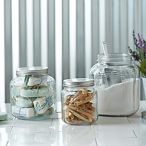 Anchor Hocking 32-Ounce Cracker Jar with Brushed Aluminum Lid, Set of 4, Clear Glass