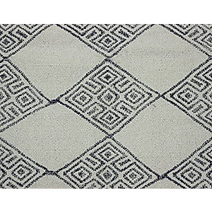 Casavani Hand Block Printed Rug Moroccan Beige & Black Tassel Rug Boho Area Rug Easy Care Washable Rugs for Doormat Entryway Living Room Bedroom Hallway Balcony 5x5 Feet Square