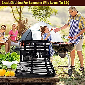 31Pcs Barbecue Accessories Tools Kit Stainless Steel Grilling Utensil Set with Storage Bag for Men Women Dad - BBQ Grill Tools Set with Thermometer for Backyard Party, Tailgating, Camping