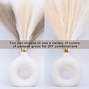 6 PCS Faux Pampas Grass 17"/44cm Artificial Fluffy Pompas Grass Fake Pampas Grass 7 Branches for Wedding Party Bedroom Boho Home Decor (034 Light Pink)