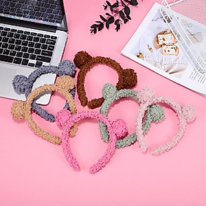 STOBOK Cute Headbands, 6pcs Bear Ears Headbands Makeup Headbands Costume Cute Fluffy Hair Hoops Hair Accessories Party Favor Headwear for Cosplay Supplies Bear Ears Hair Hoops