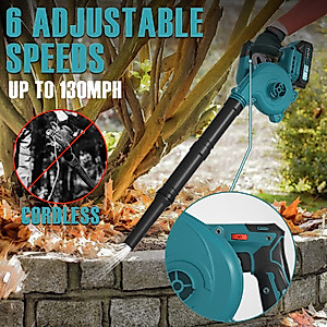 BEI & Hong Cordless Leaf Blower, Upgraded Brushless Motor Electric Leaf Blower, 6 Variable Speed, with 20V Battery and Charger, 2.5LBS Lightweight Mini Leaf Blowers for Lawn Care/Blowing Dust